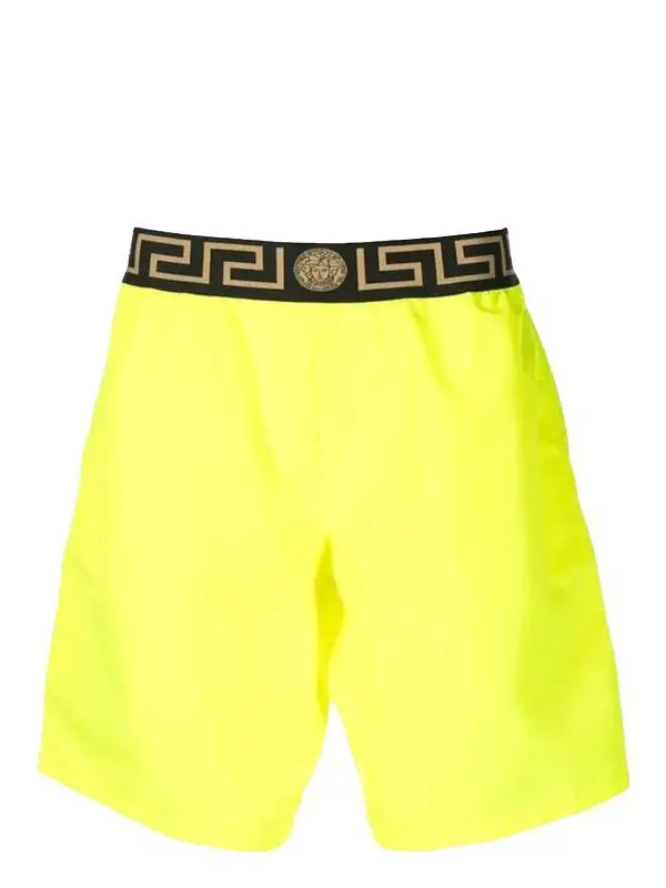 Versace Greca Long Swim Shorts - Fluo Yellow/black