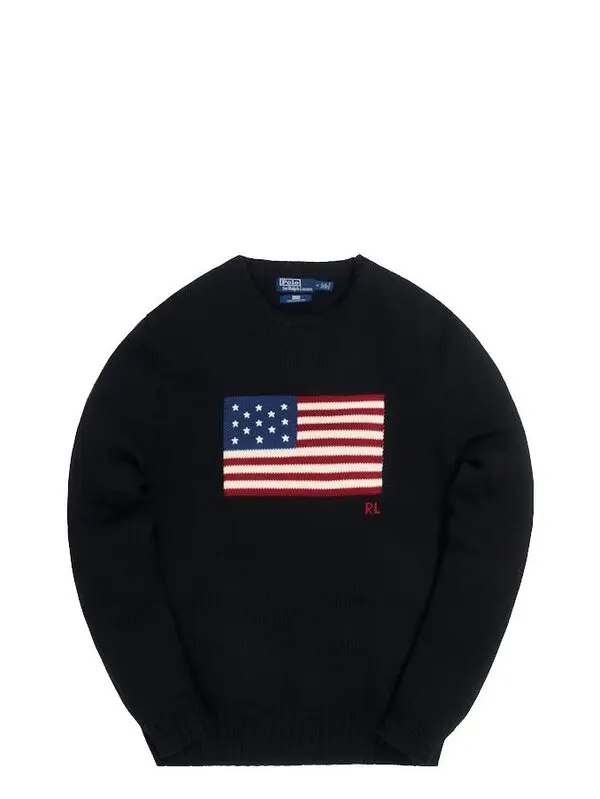 Kith X Polo Ralph Lauren American Flag Crewneck Sweatshirt - Black