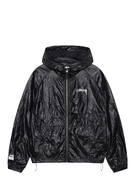 StÜssy Wrinkled Nylon Beach Shell Jacket - Black