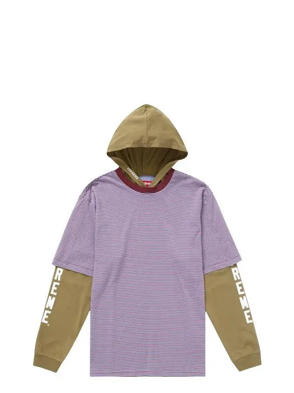 Supreme Layered Hooded Long Sleeve Top - Olive