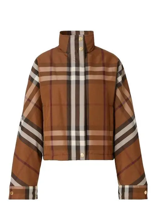 Burberry Check Cropped Jacket - Brown