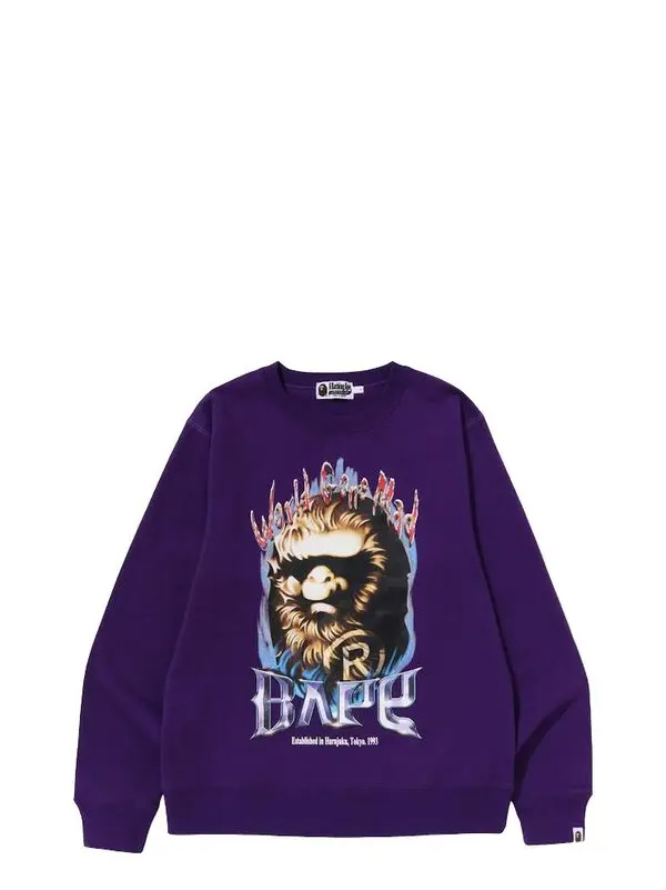 BAPE Ape Head Graphic Crewneck Sweatshirt - Purple