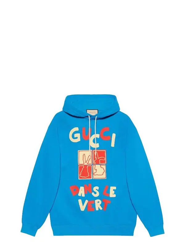 Gucci Cotton Jersey Hooded Sweatshirt - Blue