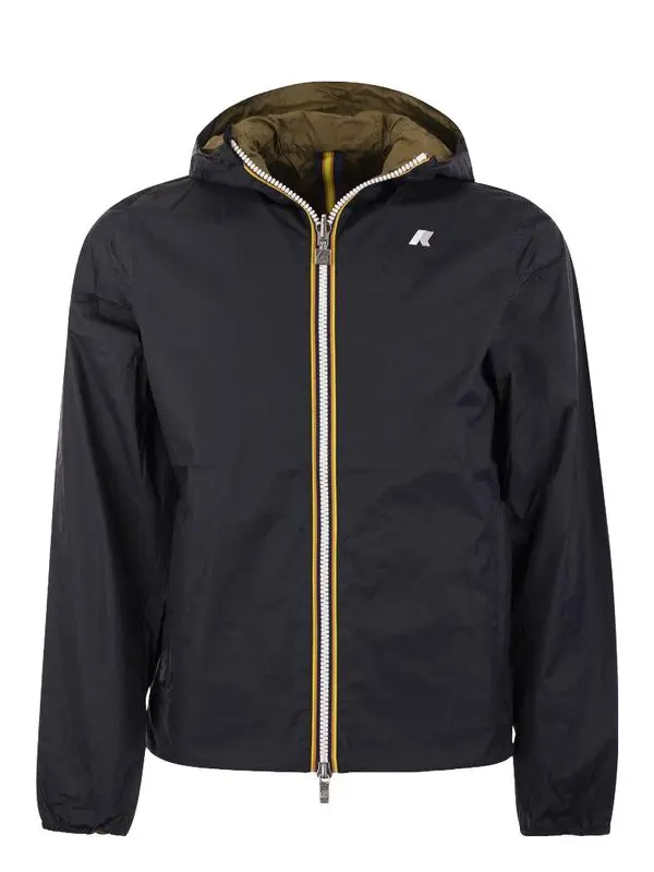 K-WAY Jake Plus Reversible Hooded Jacket - Blue/brown