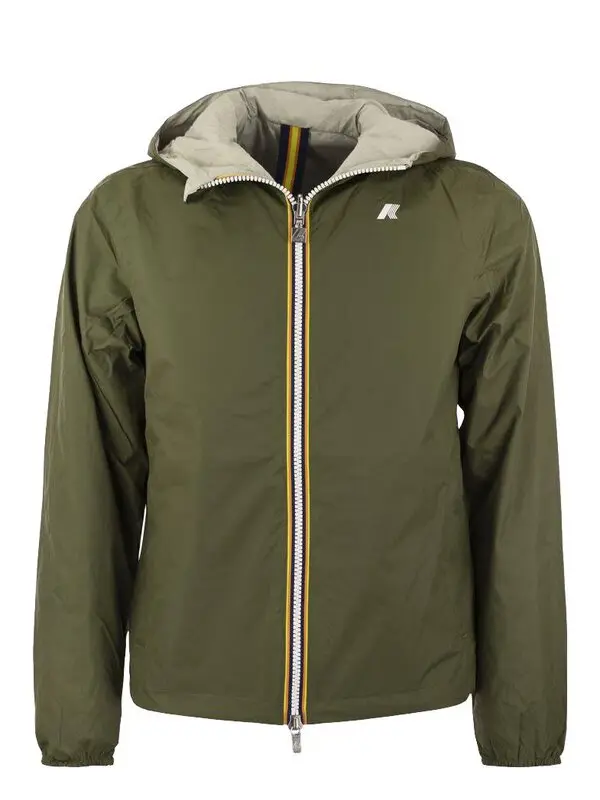 K-WAY Jake Plus Reversible Hooded Jacket - Olive Green/ice