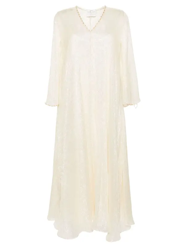 FORTE_FORTE Lurex Kaftan Maxi Dress - Neutrals
