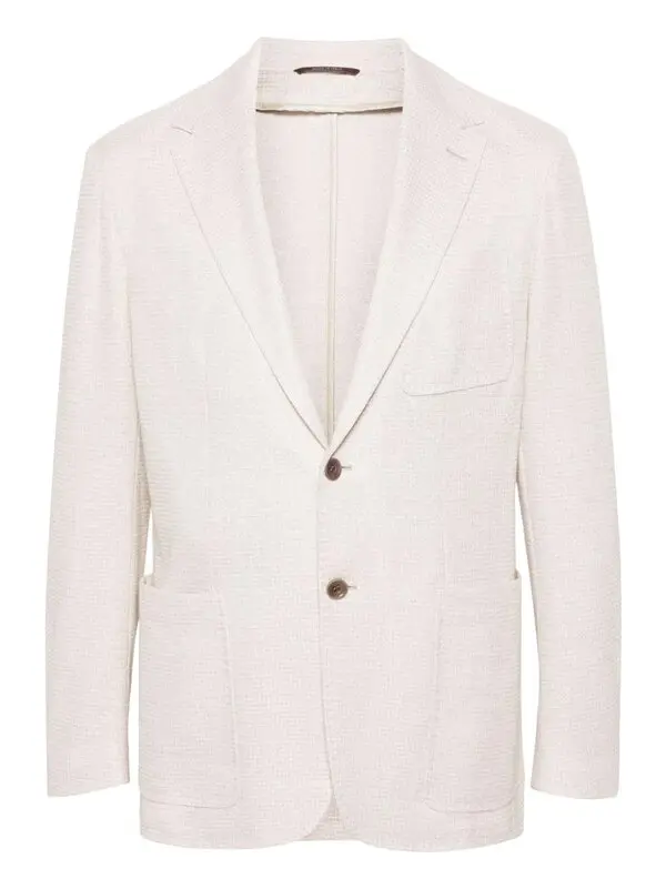 Canali Mélange-effect Single-breasted Blazer - Neutrals