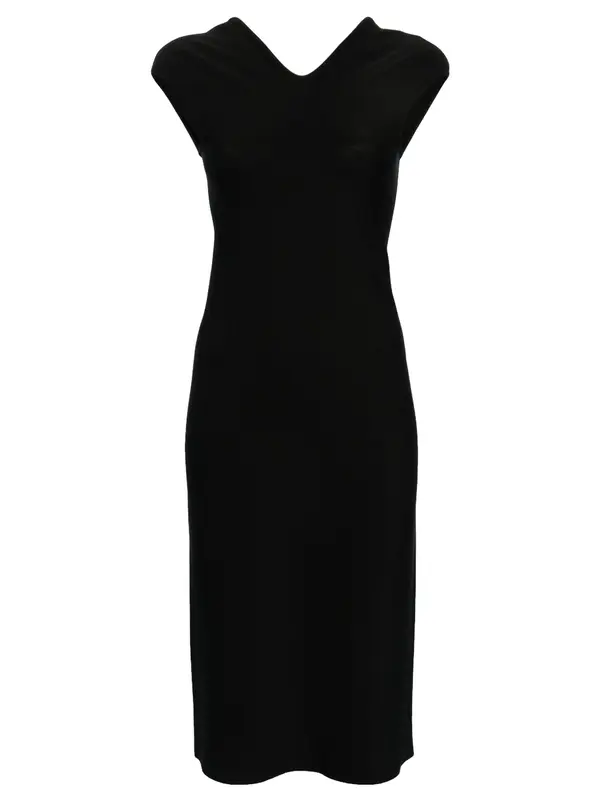 MRZ V-neck Pencil Midi Dress - Black