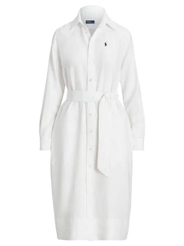 Polo Ralph Lauren Logo-embroidered Linen Shirtdress - White