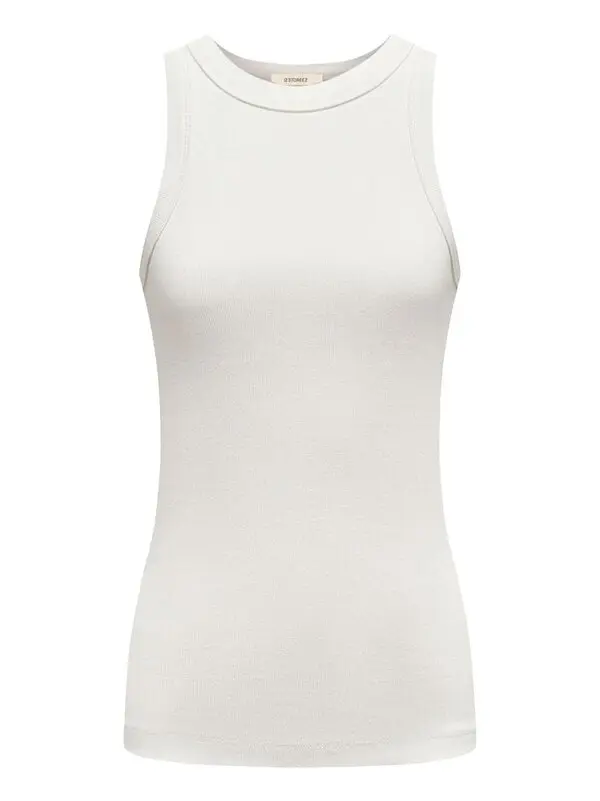 12 STOREEZ Ribbed Cotton Tank Top - White