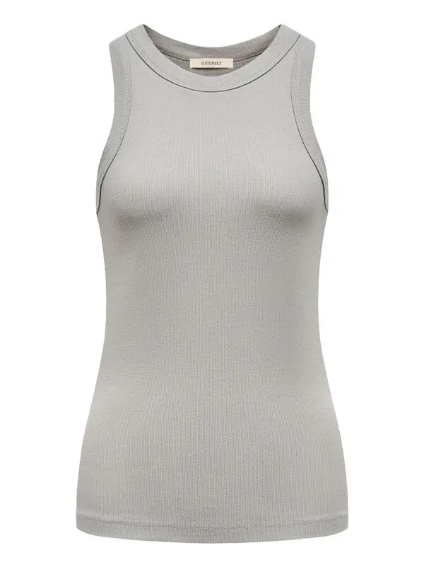 12 STOREEZ Ribbed Tank Top - Grey