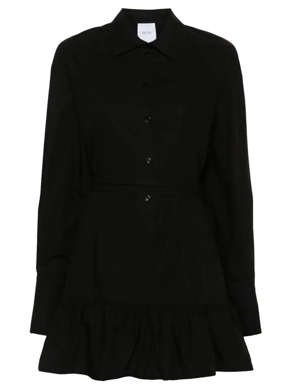 Patou Ruffled Mini Shirtdress - Black