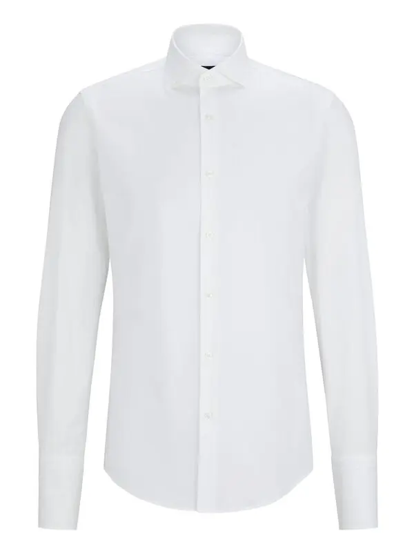 BOSS Button-up Cotton Blend Shirt - White