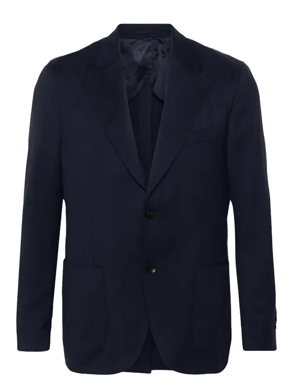 LARDINI Single-breasted Wool Blazer - Blue