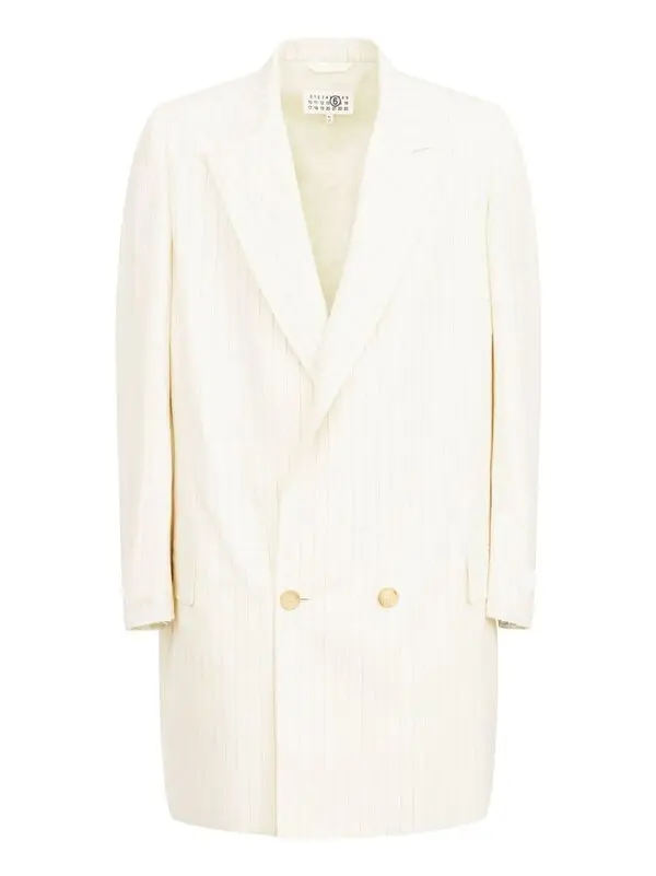 MAISON MARGIELA Pinstripe Double-breasted Blazer - Neutrals