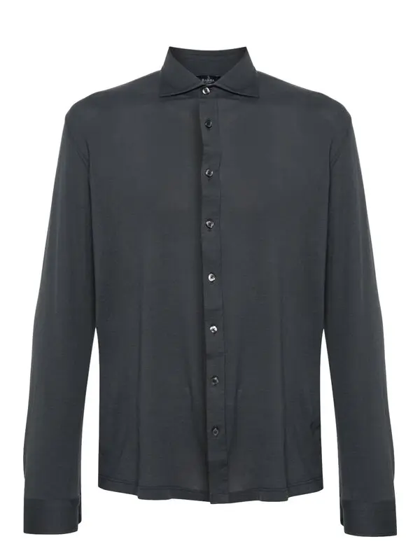 BARBA NAPOLI Cutaway-collar Cotton Shirt - Grey