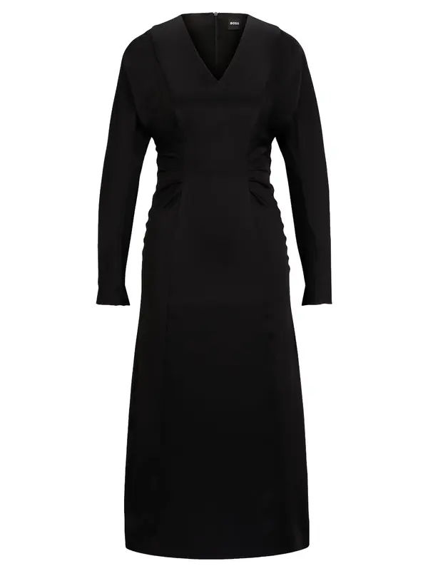 Hugo Boss V-neck Satin Midi Dress - Black