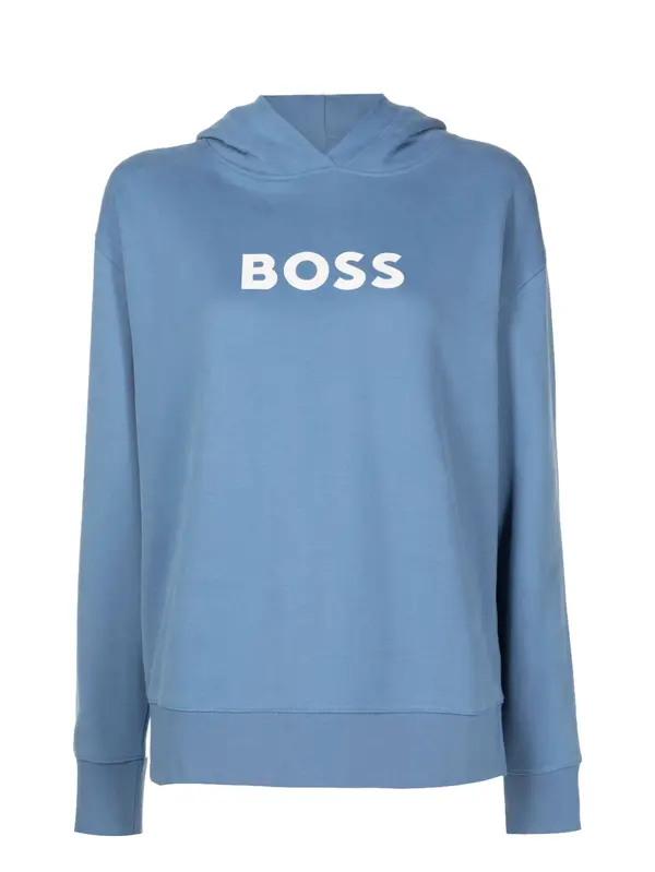 BOSS Logo-print Cotton Hoodie - Blue