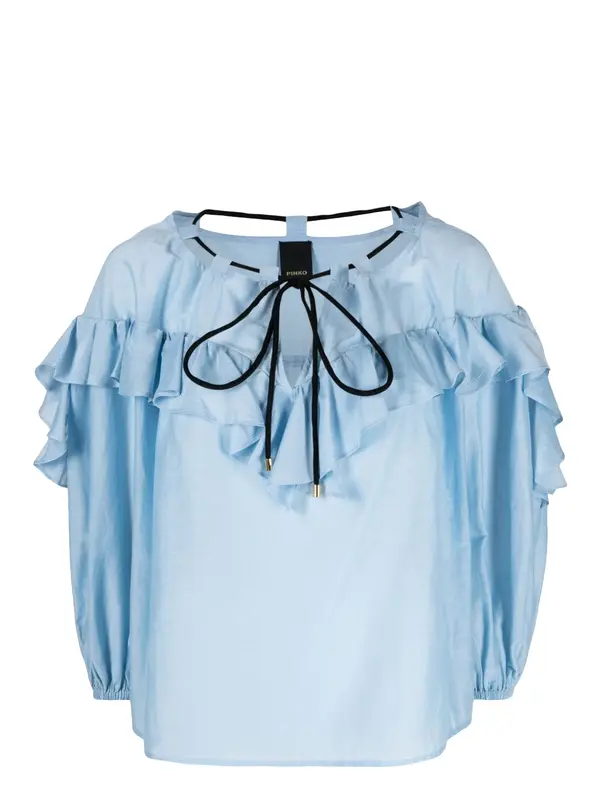 Pinko Tied-neck Ruffled Blouse - Blue