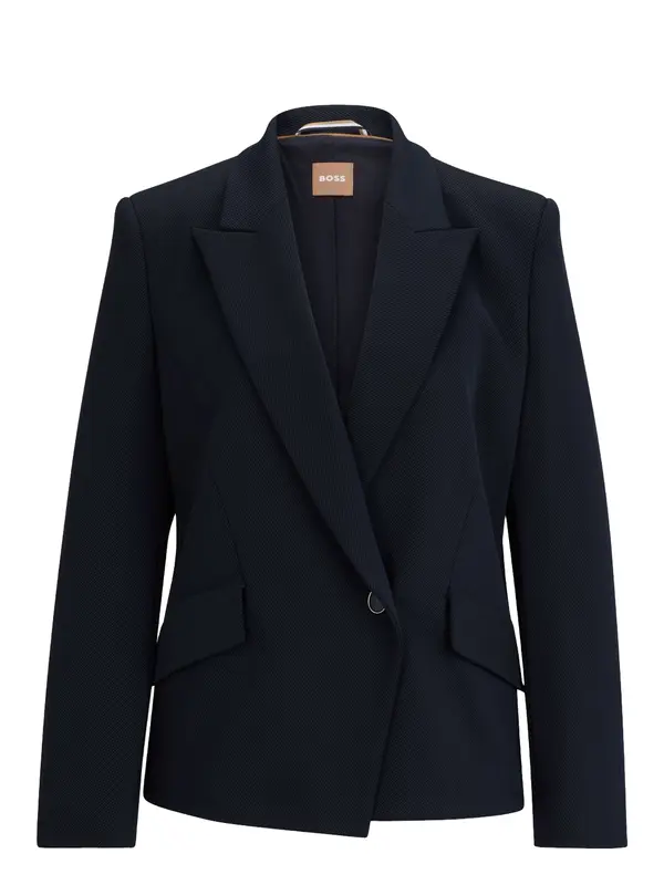 BOSS Single-breasted Off-centre Blazer - Blue