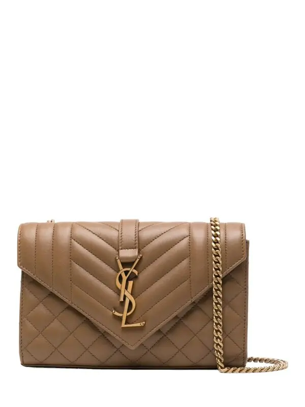 Saint Laurent Small Envelope Shoulder Bag - Brown