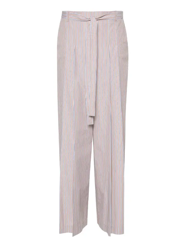 Alberta Ferretti Striped Pleated Wide Leg Trousers - Neutrals