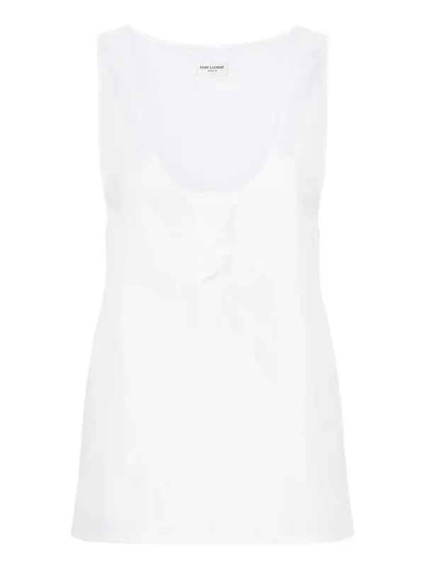 Saint Laurent Semi-sheer Henley Tank Top - White