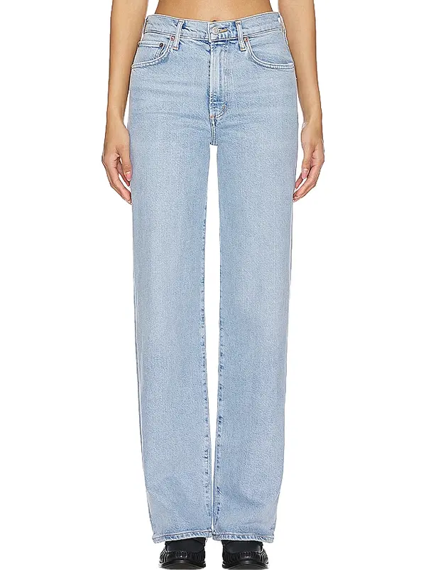 AGOLDE Harper Mid Rise Wide Leg Straight Jeans - Trouble