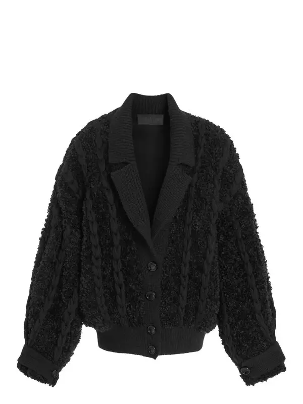 Valentino Garavani Textured Knit Mohair-blend Cardigan - Black