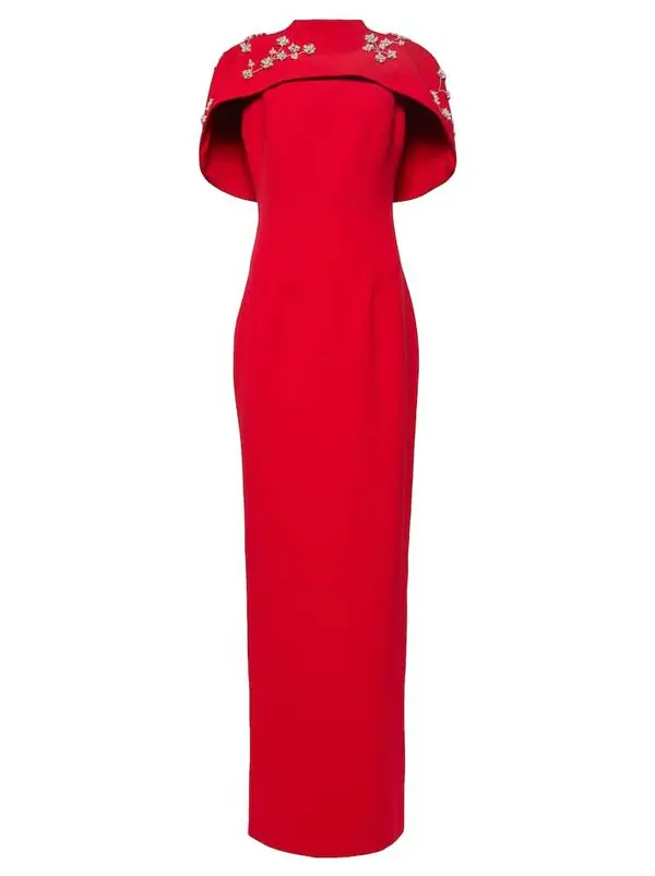 Safiyaa Embroidered Caped Gown - Red
