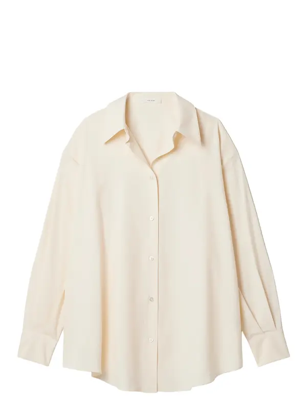 THE ROW Andra Oversized Silk Shirt - Off-white