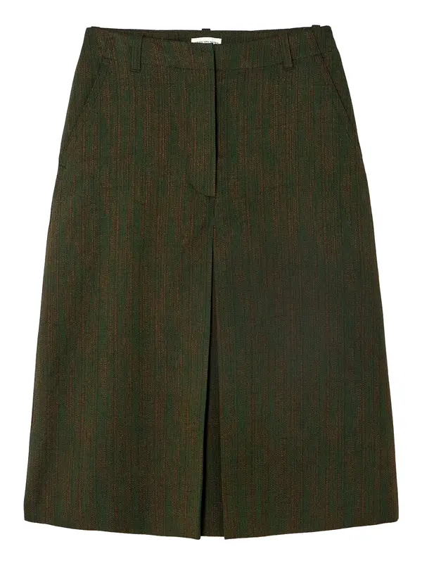 Dries Van Noten Metallic Jacquard Midi Skirt - Brown