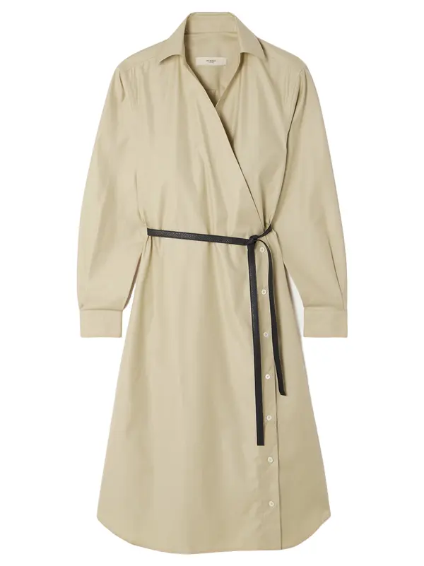 Purdey Belted Cotton And Tencel Lyocell-blend Poplin Midi Wrap Dress - Neutrals