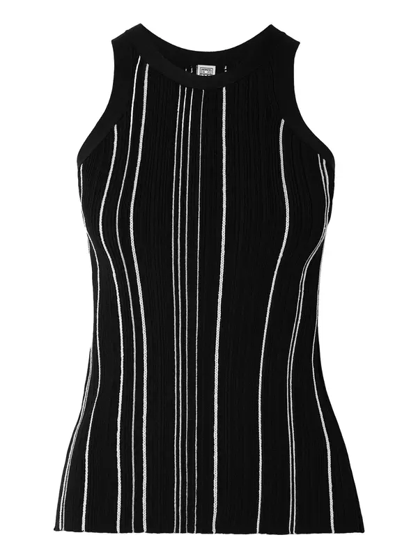 TOTEME Striped Ribbed-knit Tank - Black