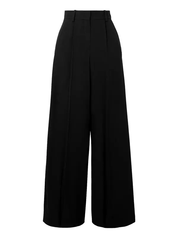 Nina Ricci Pleated Cady Wide-leg Pants - Black