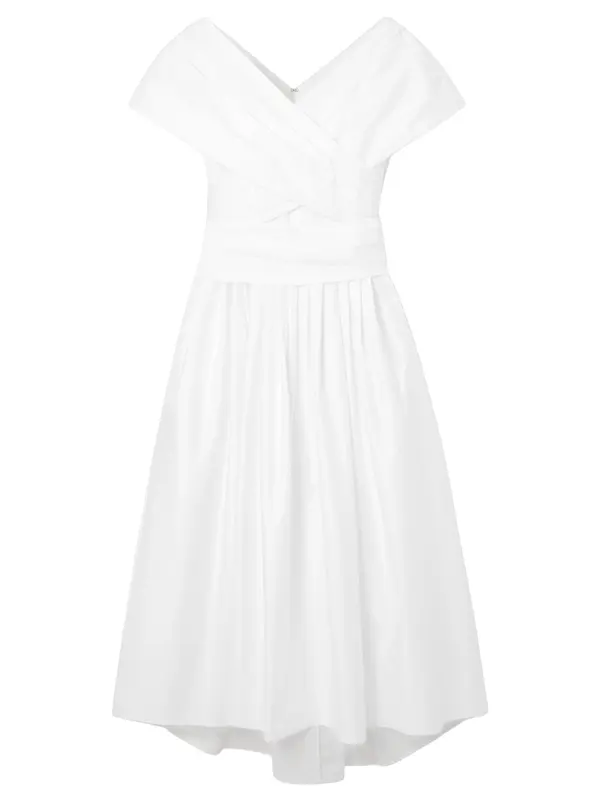 Adam Lippes Wrap-effect Cotton-poplin Midi Dress - White
