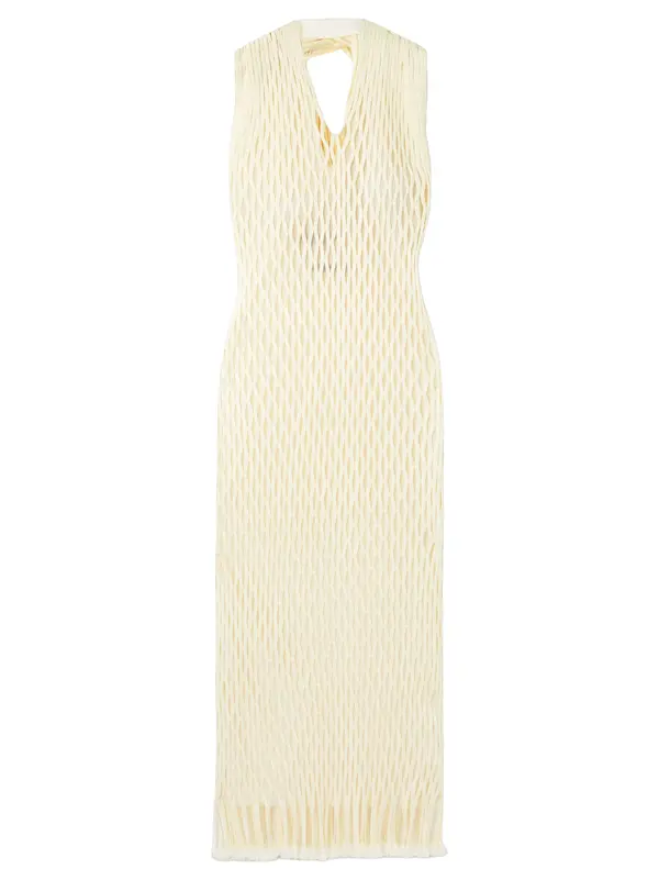 Proenza Schouler Fringed Mesh Halterneck Midi Dress - Ivory