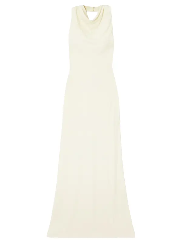 Staud Giuseppe Draped Crepe Halterneck Maxi Dress - Yellow