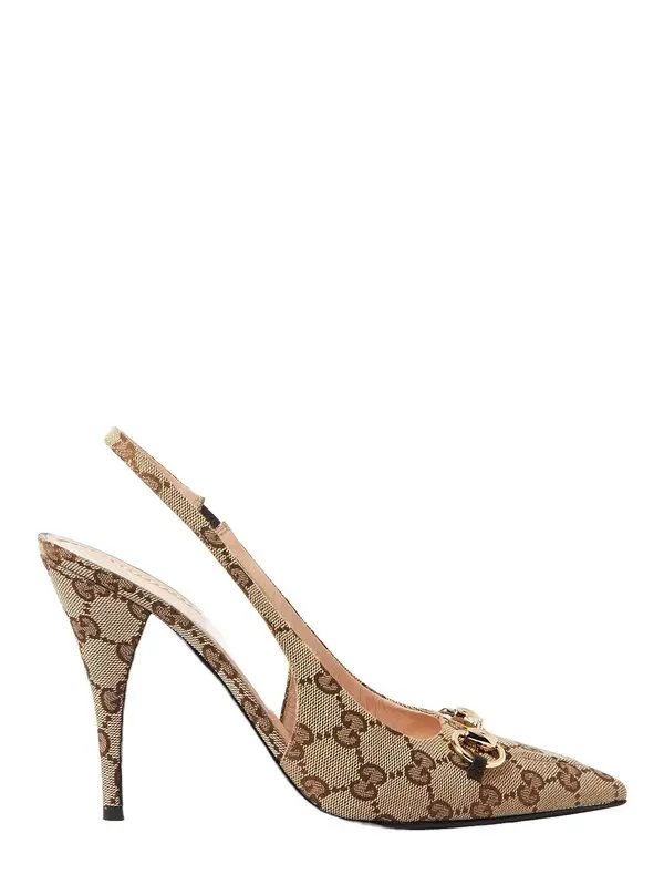 Gucci Erin Horsebit-embellished Slingback Pumps - Neutrals