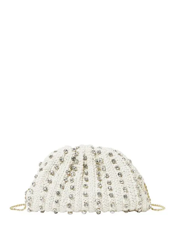 LOEFFLER RANDALL Bailey Embellished Clutch - White/gold