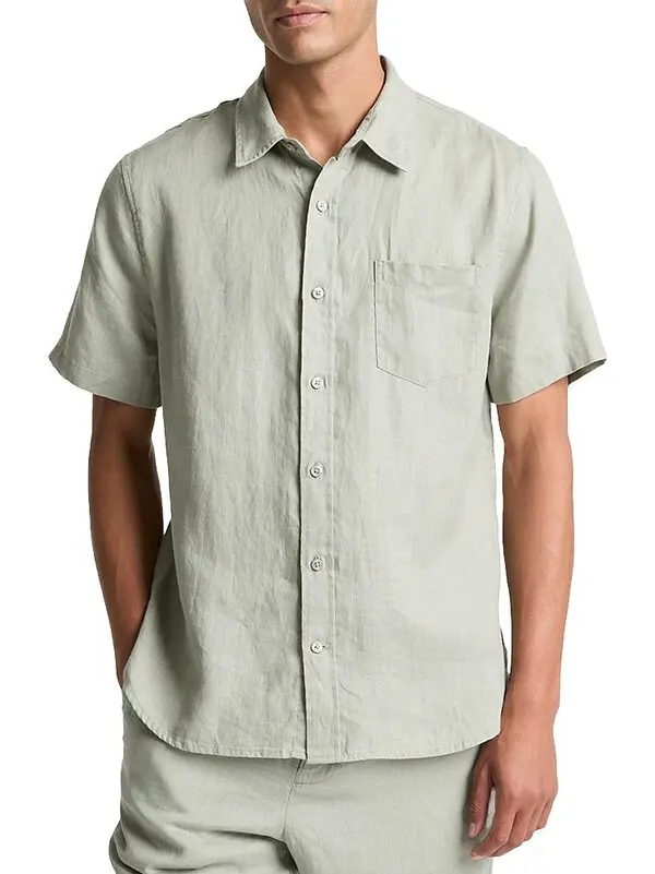 Vince Short Sleeve Linen Shirt - Matcha