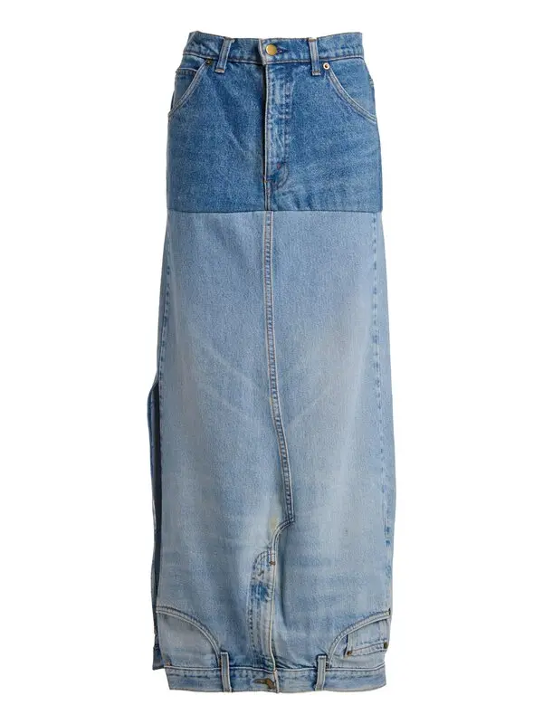 A.W.A.K.E. Mode Recycled Denim Midi Skirt - Blue