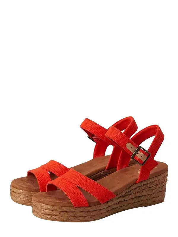 Toms Audrey Platform Wedge Sandals With Ankle Strap - Orange