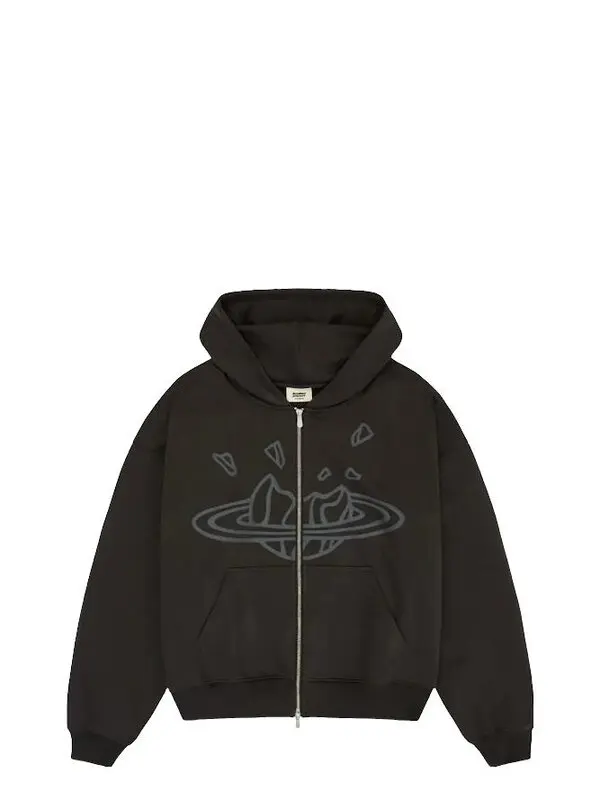BROKEN PLANET Zip Up Hoodie - Soot Black