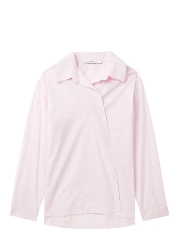 B+AB Asymmetric Striped Cotton Shirt - Pink
