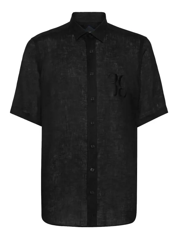 BILLIONAIRE Linen Silver Cut Shirt - Black