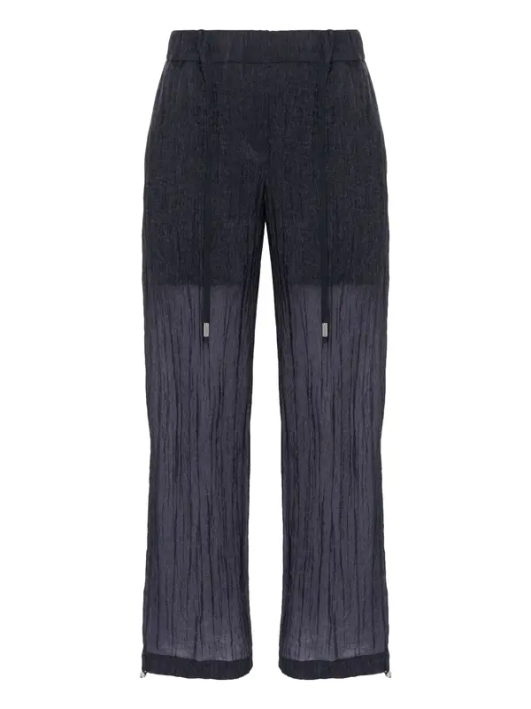 Peserico Seersucker Straight Trousers - Blue