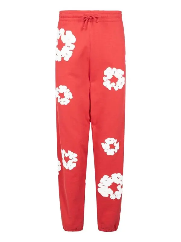 DENIM TEARS Cotton Wreath-print Track Pants - Red