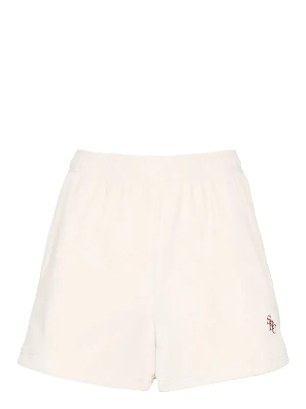 SPORTY & RICH Velour Mini Shorts - Neutrals