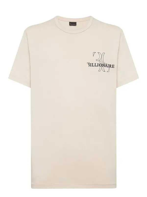 BILLIONAIRE Logo-embroidered Cotton T-shirt - Neutrals